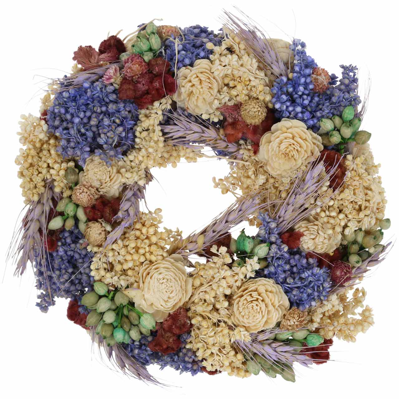 Floristik24.fr Couronne décorative d'herbe sèche et de fleurs ...