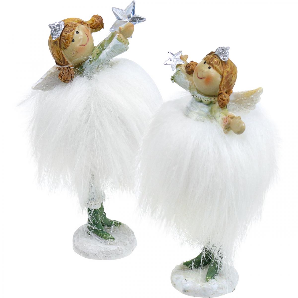 Floristik24.fr Déco ange ange de Noël figure d'ange avec étoile H12cm 2pcs