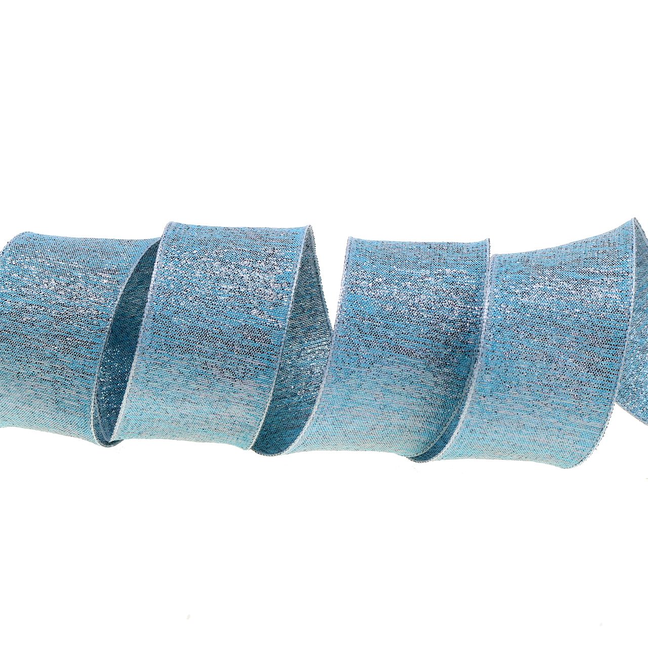 Floristik24.fr Ruban déco avec mica bleu clair 40mm 20m-119240-218