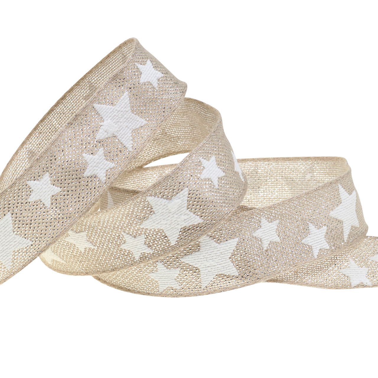 Floristik24.fr Ruban déco nature avec étoile 25mm 15m-3683-025-425