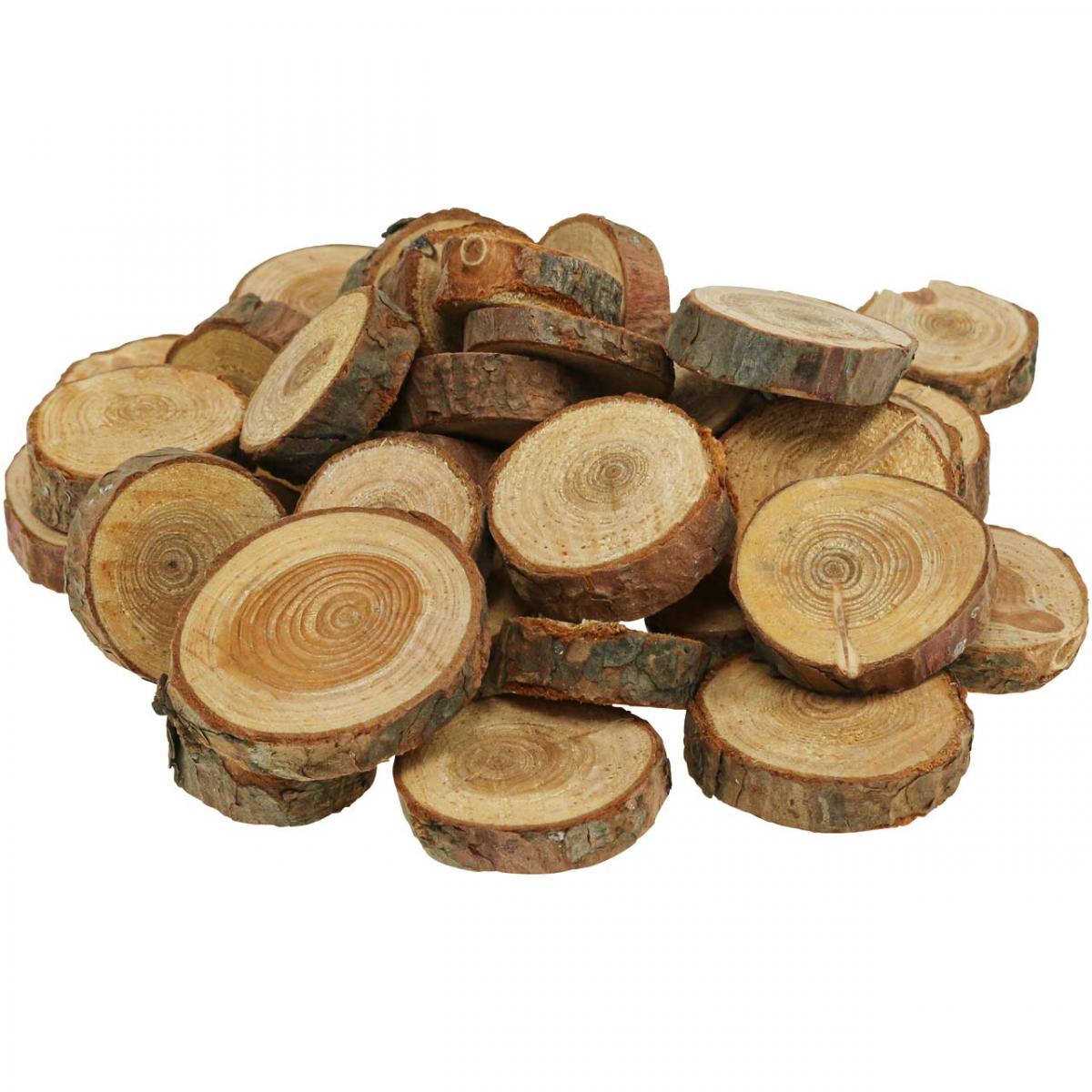 Floristik24.fr Disques bois déco saupoudre bois pin rond Ø2-3cm 500g-04513