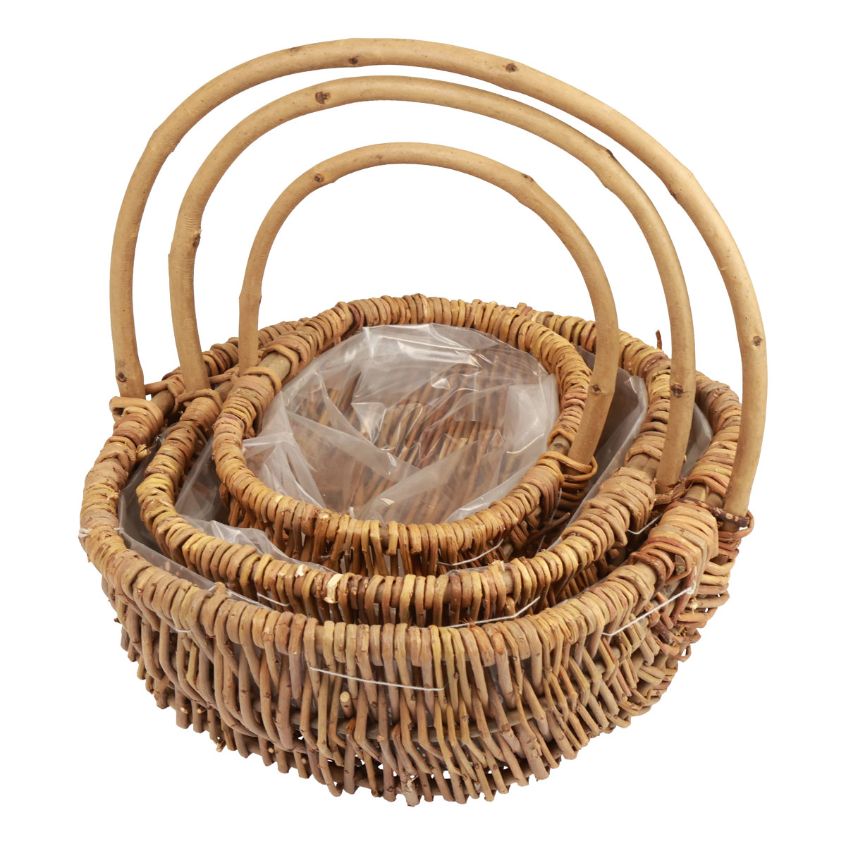 Ensemble de paniers en osier avec anse, naturel, ovale, 3 tailles ...