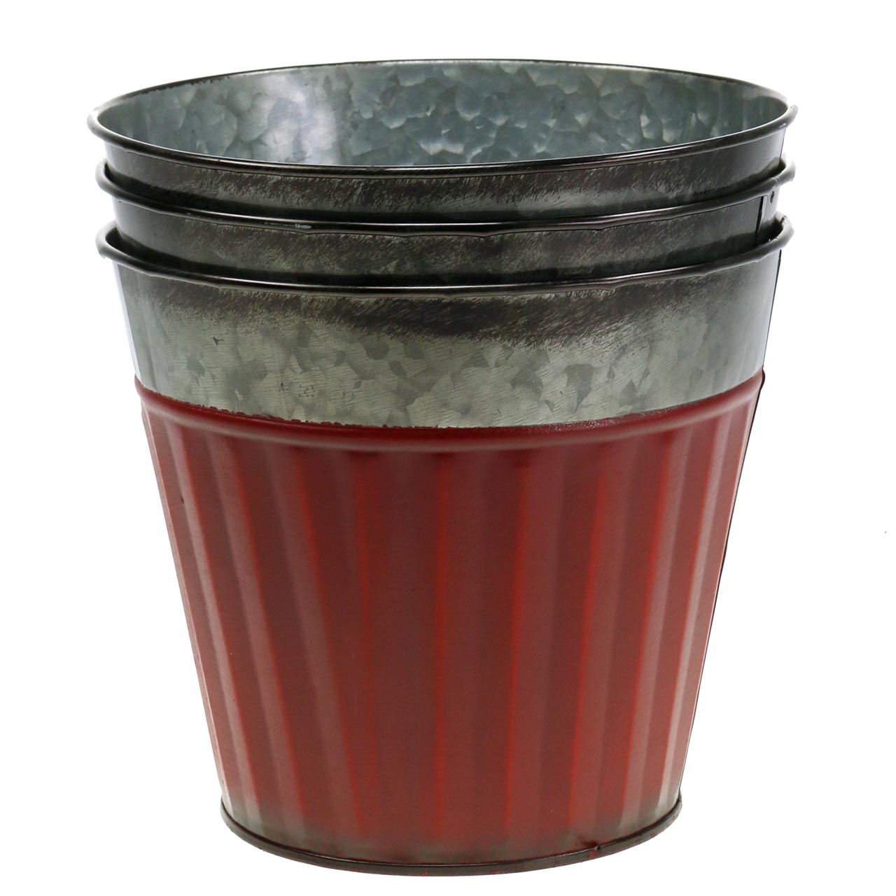 Floristik24.fr Cache-pot rouge, zinc argent Ø17,5cm H15cm lot de 3-69198