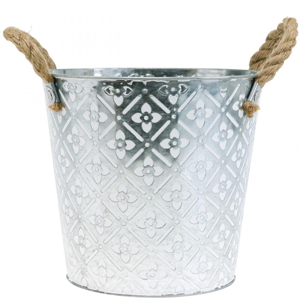 Floristik24.fr Pot décoratif en métal, cache-pot à motif fleuri, vase ...