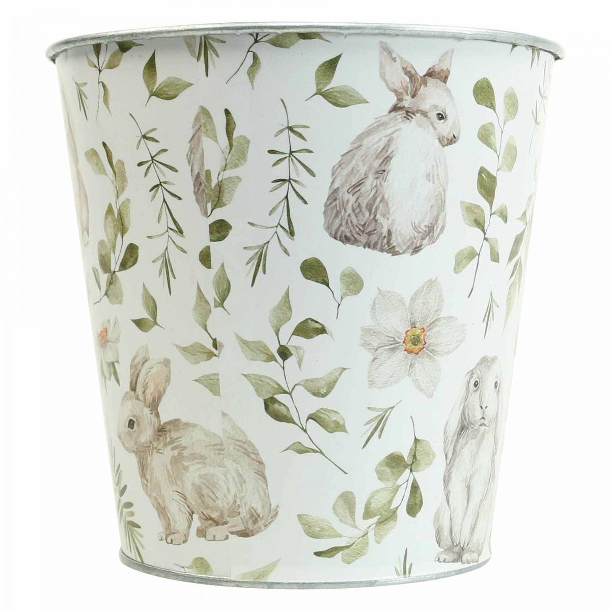 Floristik24.fr Pot de fleurs lapin Pâques cache pot métal Ø15.5cm H15cm ...