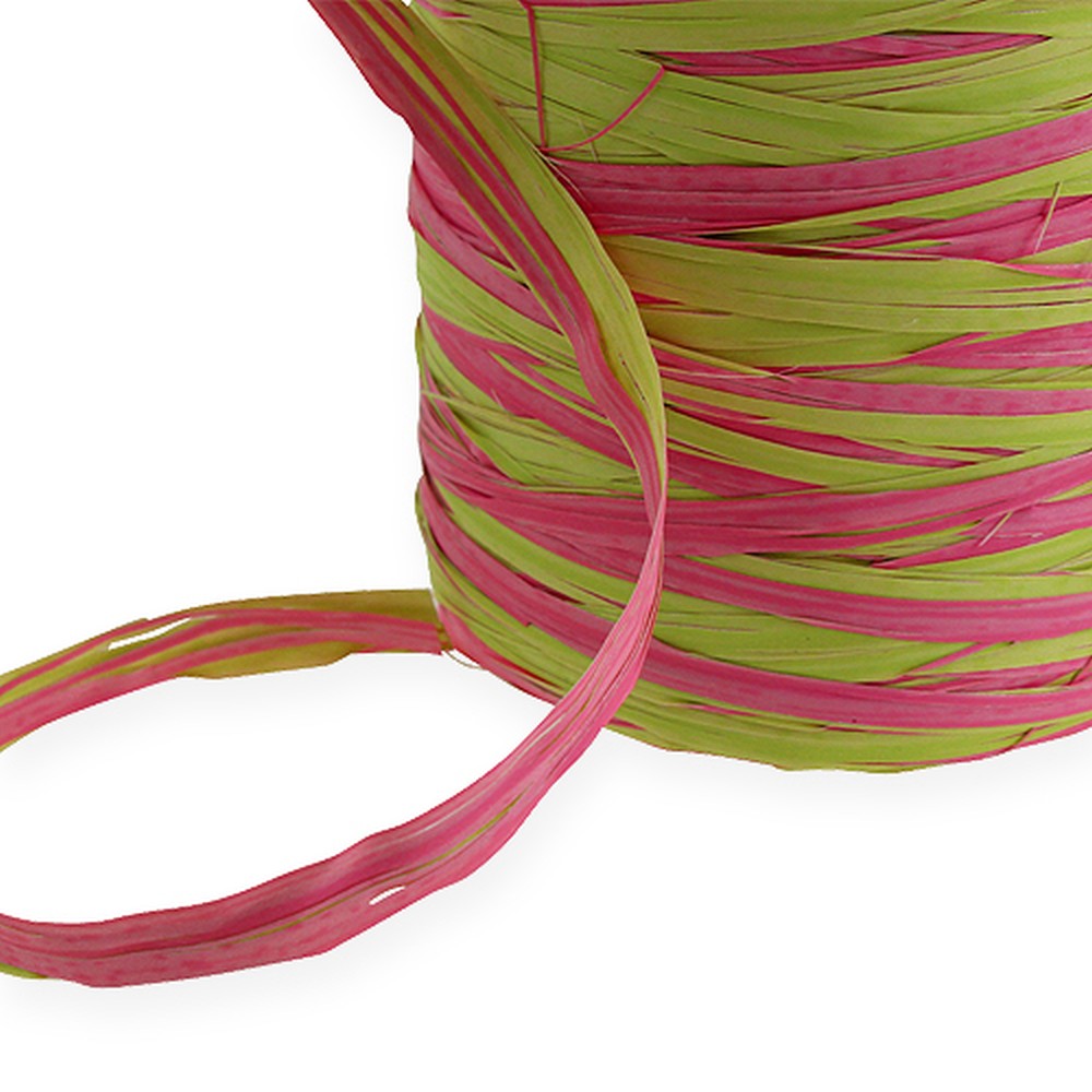 Floristik24.fr Ruban en raphia Bicolor vert pomme-rose 200 m-54041322066