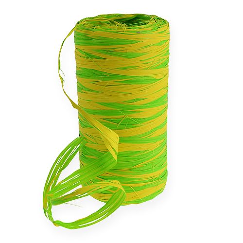 Ruban raphia bicolore vert-jaune 200m | Floristik24